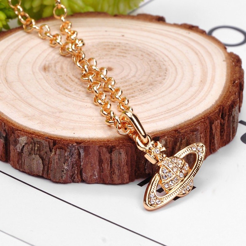 Diamond Crystal Orbit Planet Chain Necklace Vivienne Westwood inspired – SAZ Studios